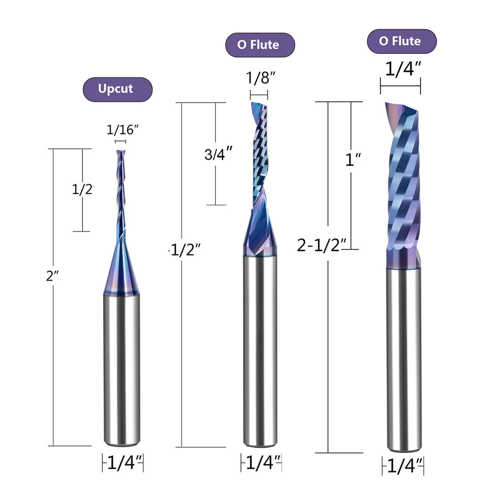 SpeTool 10-Piece CNC Router Bits Set, 1/4 Inch Shank, TAC Coated End Mill
