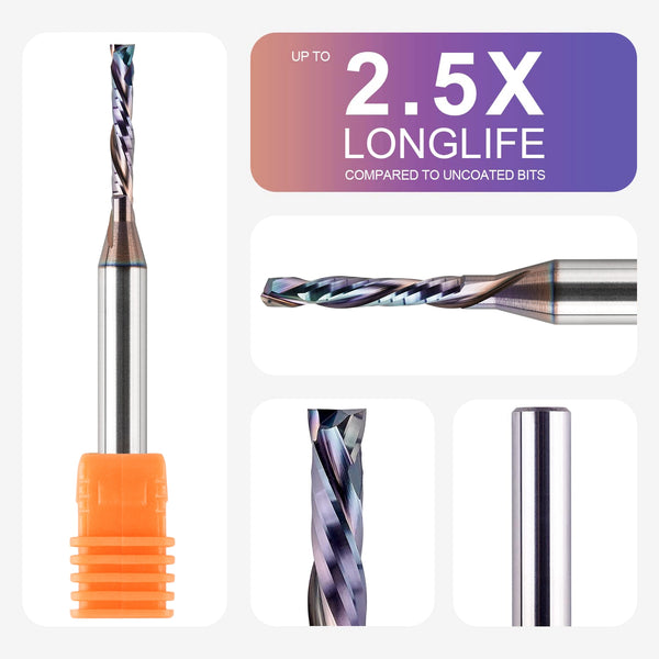 SpeTool 1/8 Dia 1/4 Shank Ultra Long Life Coated Compression Router Bit