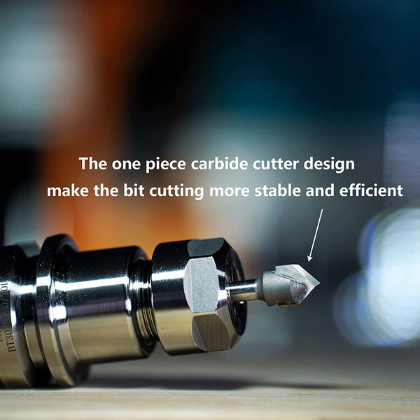 SpeTool 45 Deg V Groove Tip Carbide 1/2 Dia 1/4 Shank Chamfer Router Bit