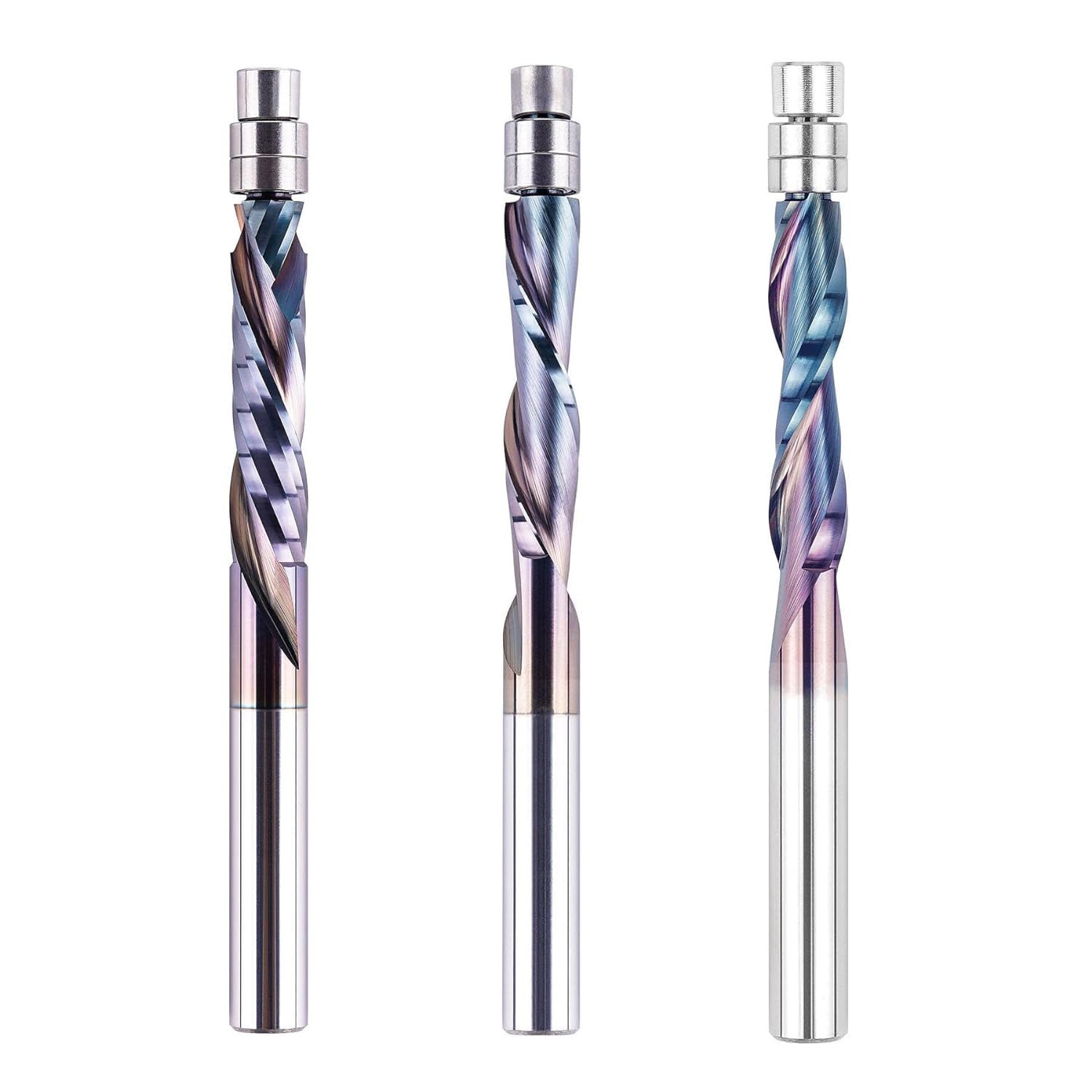 SpeTool 3PCS Carbide 1/4" Shank Bottom Bearing Flush Trim Router Bits