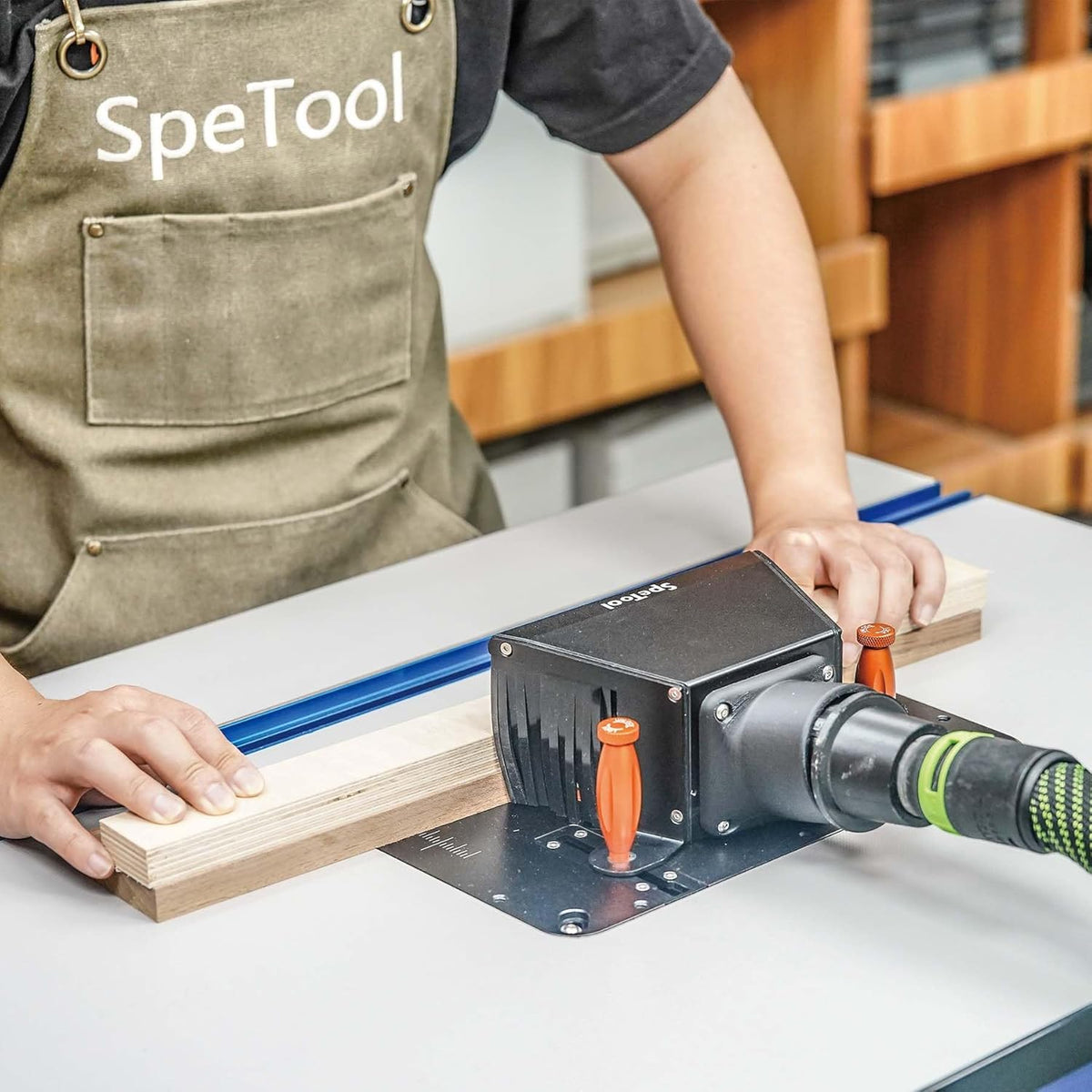 SpeTool Aluminum Router Table Insert Plate Adjustable Dust Collection
