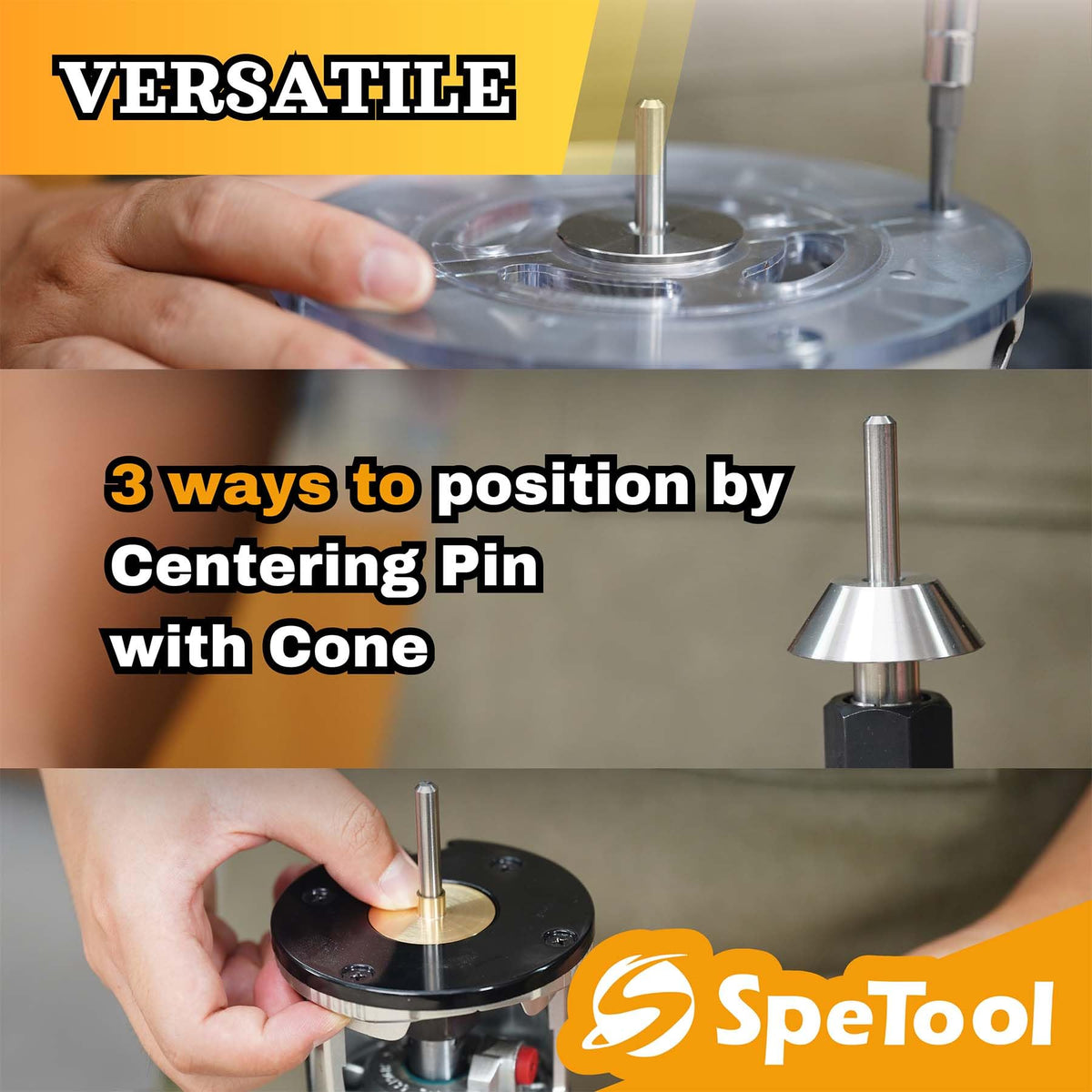 SpeTool 10 pcs Brass Router Template Bushing Guide Set with Pin Router Arm