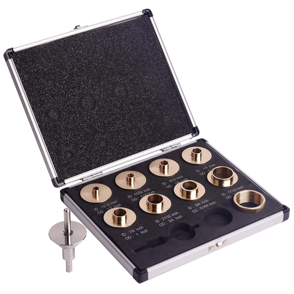 SpeTool 10 pcs Brass Router Template Bushing Guide Set with Pin Router Arm
