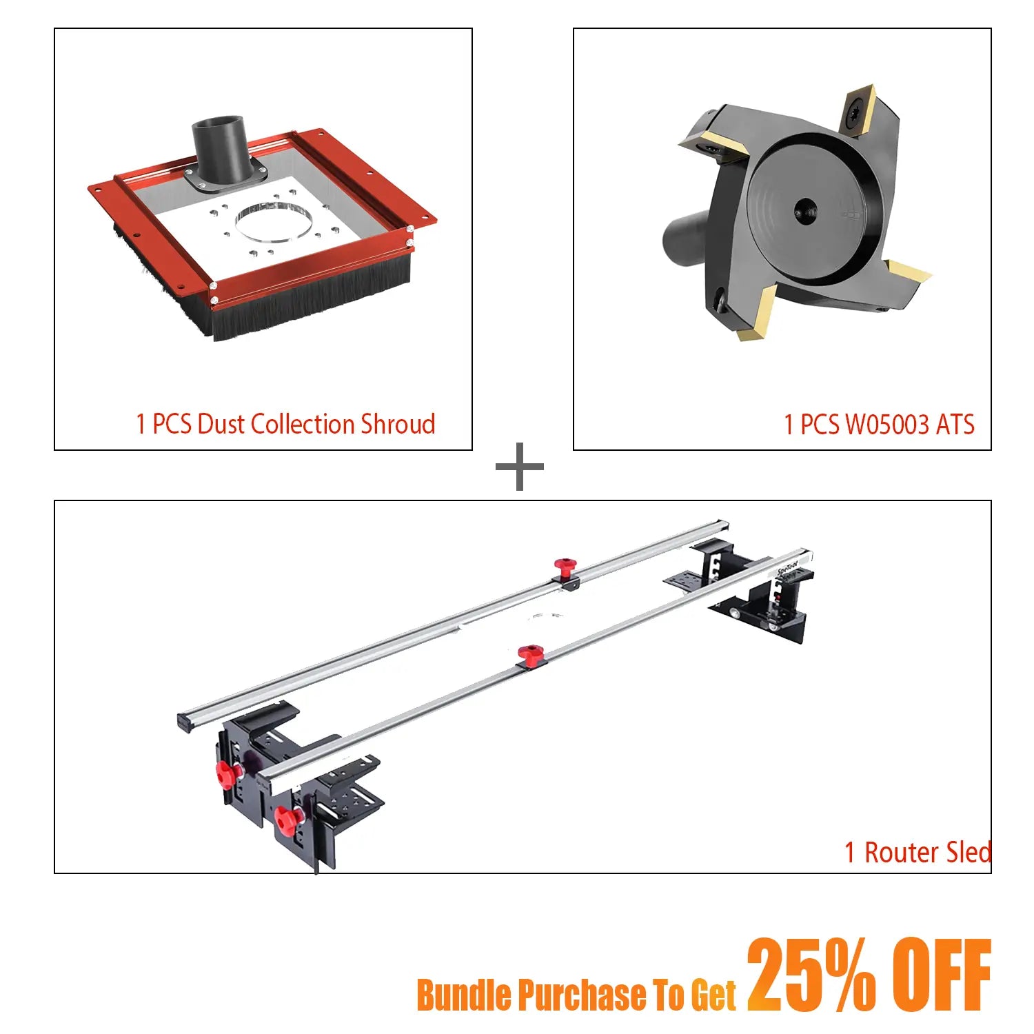 SpeTool S01001 Router Sled & S01002 Dust Collection Shroud & W05003 AT