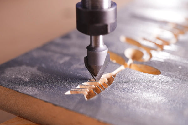 SpeTool 45 Deg V Groove Tip Carbide 1/2 Dia 1/4 Shank Chamfer Router Bit