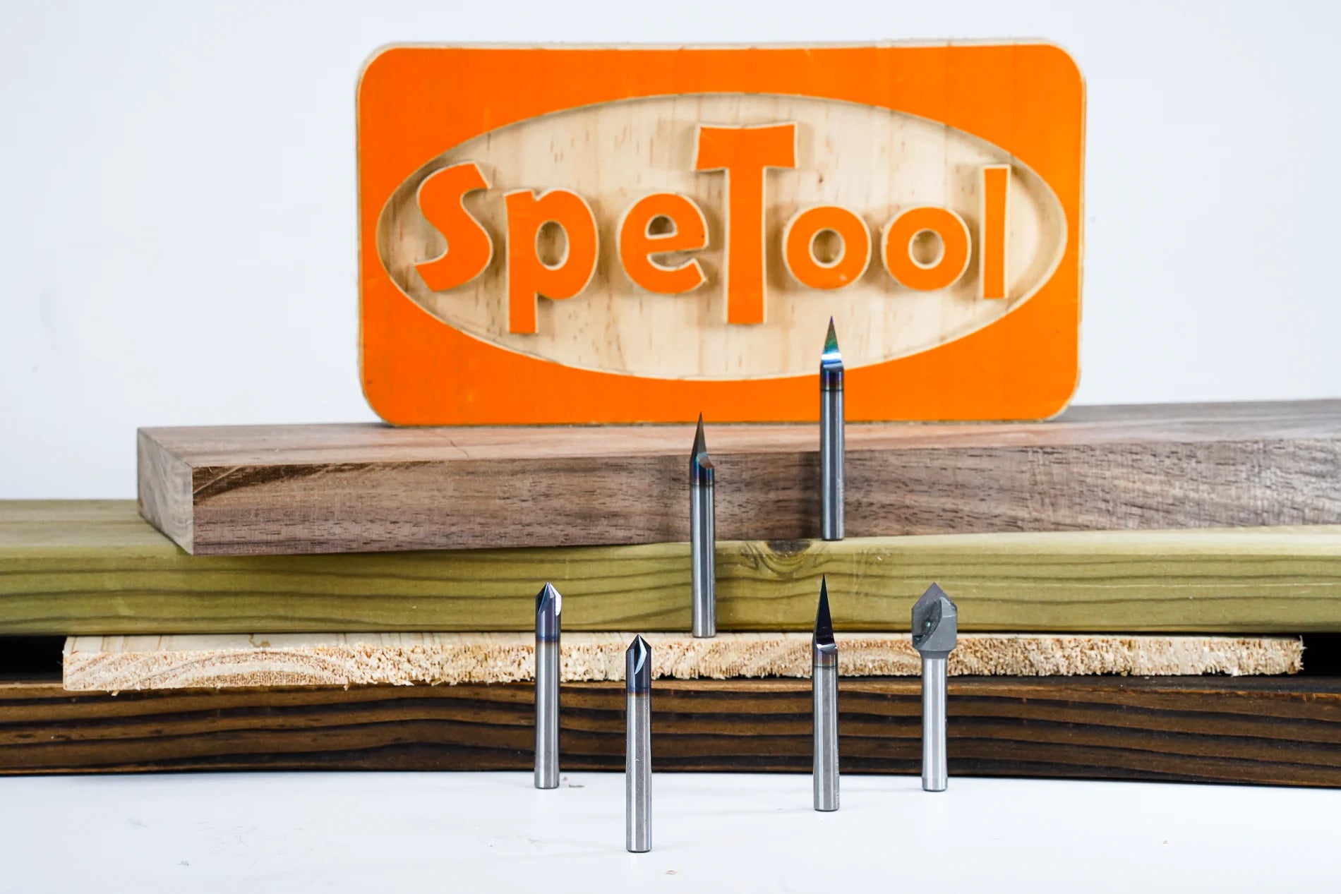 SpeTool 45 Deg V Groove Tip Carbide 1/2 Dia 1/4 Shank Chamfer Router Bit