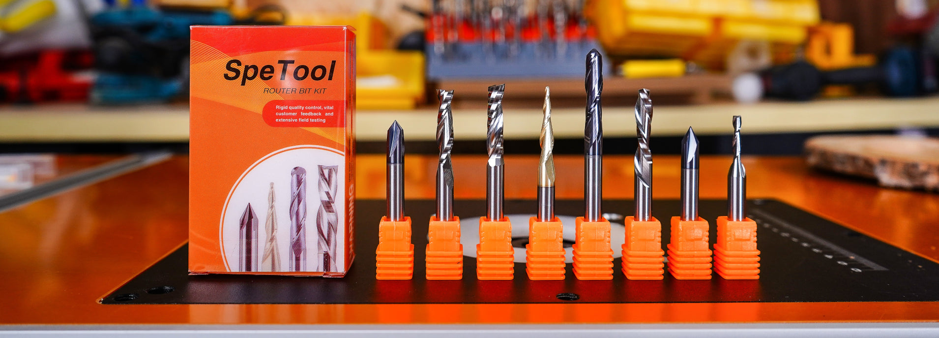 SpeTool WD-2 8 Pcs 1/4 shank cnc Router Bit Set For woodworking