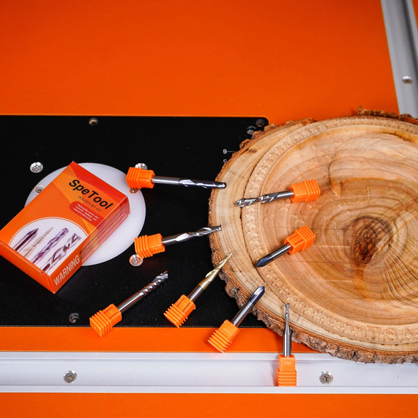 SpeTool WD-2 8 Pcs 1/4 shank cnc Router Bit Set For woodworking