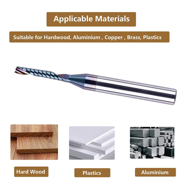 SpeTool SPE-X 1/8 Spiral O Flute 1/4 Shank Router Bit Cut for Plastic