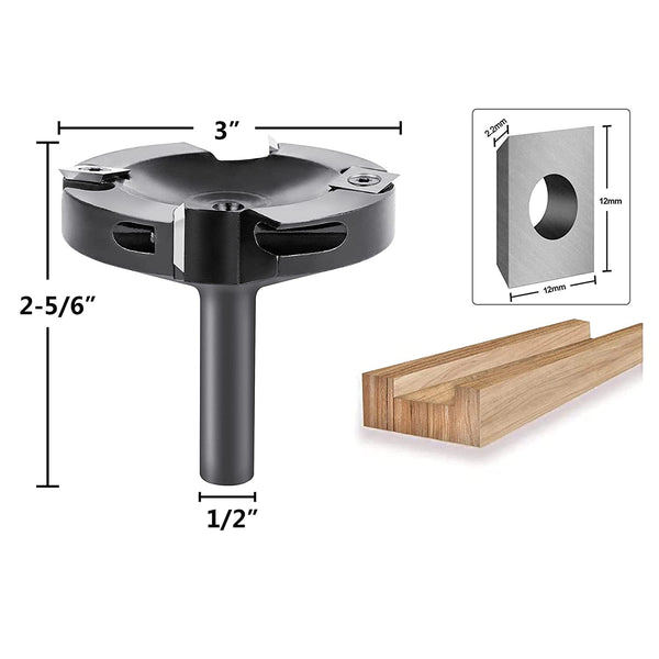 SpeTool 2+2 Flute 3" Diameter 1/2" Shank Router Flattening Bits