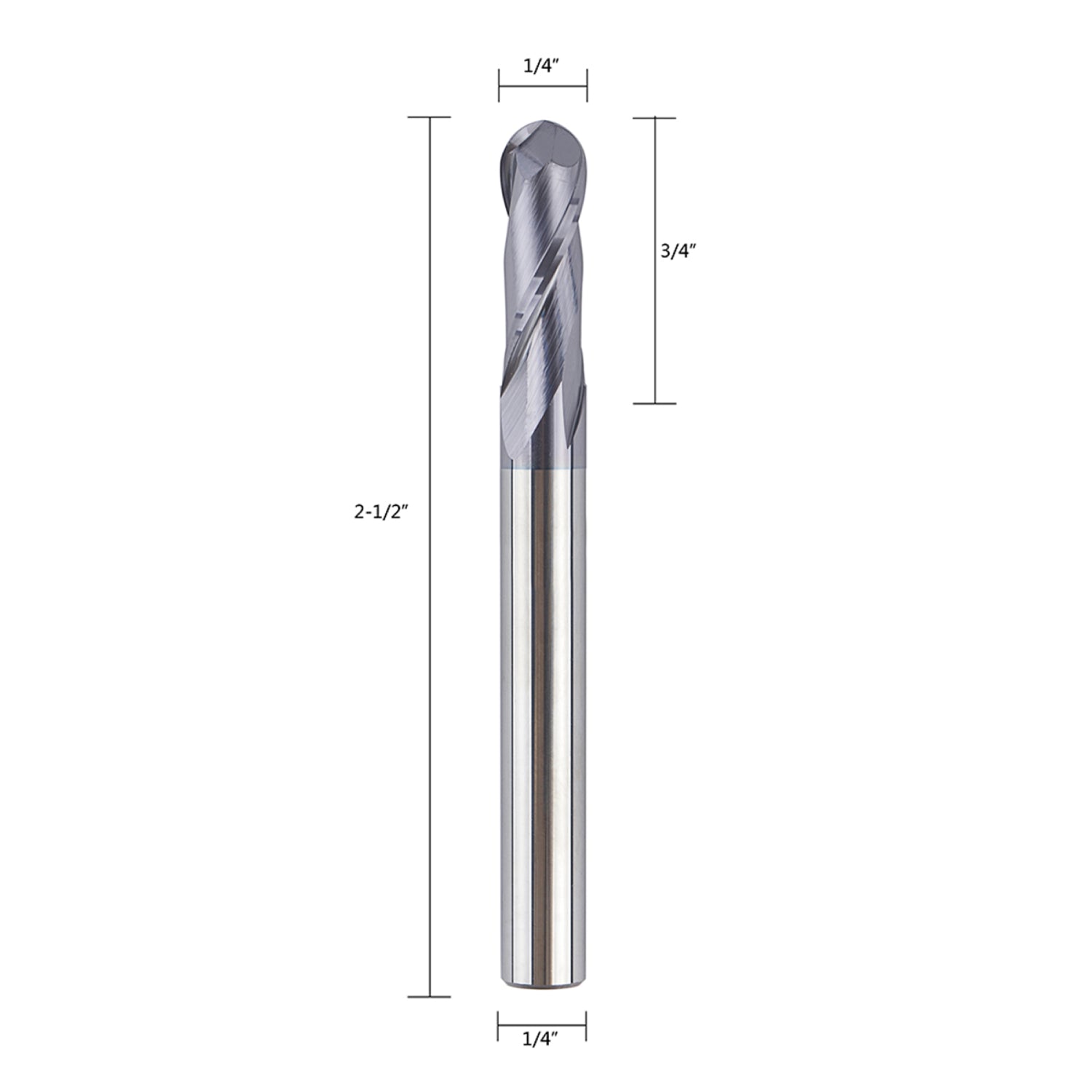 SpeTool 2 Flute 1/4 Inch Dia Ball Nose Carbide End Mill For Metal Cut SpeTool 2 Flute 1/4 Inch Dia Ball Nose Carbide End Mill For Metal Cut