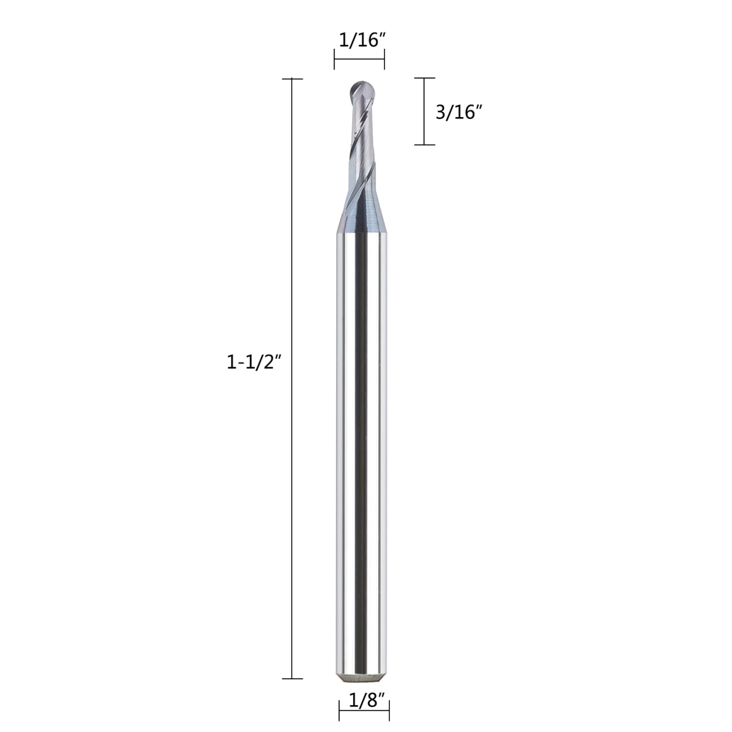 SpeTool 2 Flute 1/16 Dia 1/8 Inch Shank Carbide Ball Nose CNC End Mill SpeTool 2 Flute 1/16 Dia 1/8 Inch Shank Carbide Ball Nose CNC End Mill